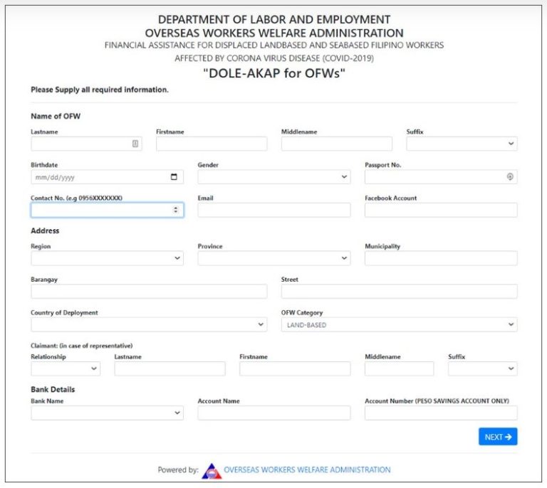 DOLE-AKAP Online Application Cash Assistance for OFWs - OWWA Online