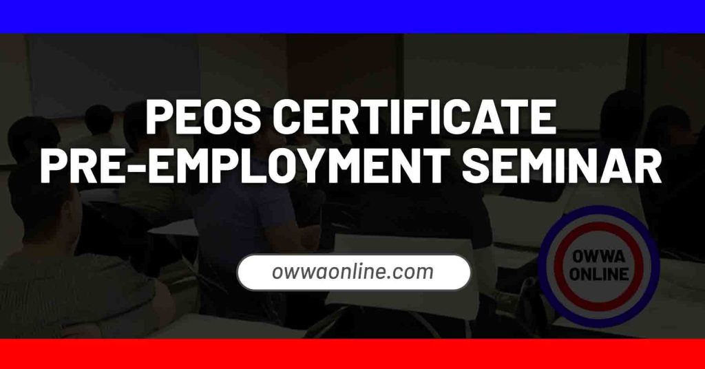 How to Apply PEOS Certificate: Pre-Employment Orientation Seminar ...
